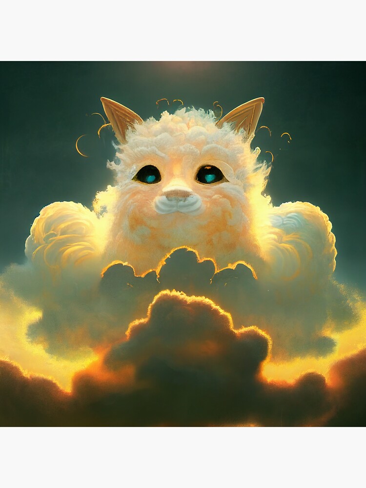 "Cute cat fluffy cloud creature" Sticker for Sale by Atramis | Redbubble
