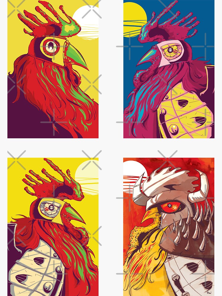 Pegatina «masticar,poyo, cyborg, en el infierno, gallo, lucha libre ...