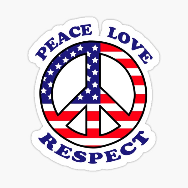 "AMERICAN FLAG Peace Love Respect " Sticker for Sale by MantixArt ...
