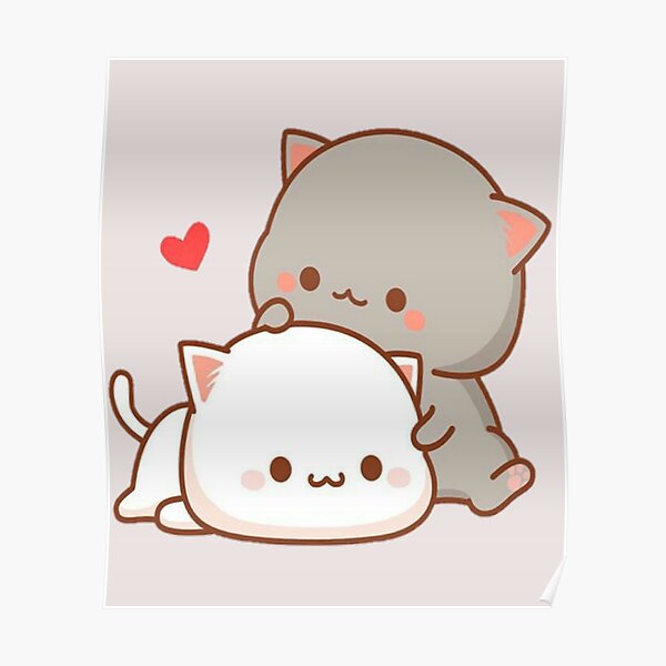 "cute cat love sticker " Poster for Sale by minjira | Redbubble