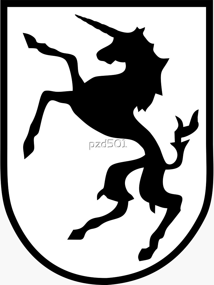 Pegatina «Kriegsmarine U-boot U-1195 - Unicornio encabritado - Estilo ...