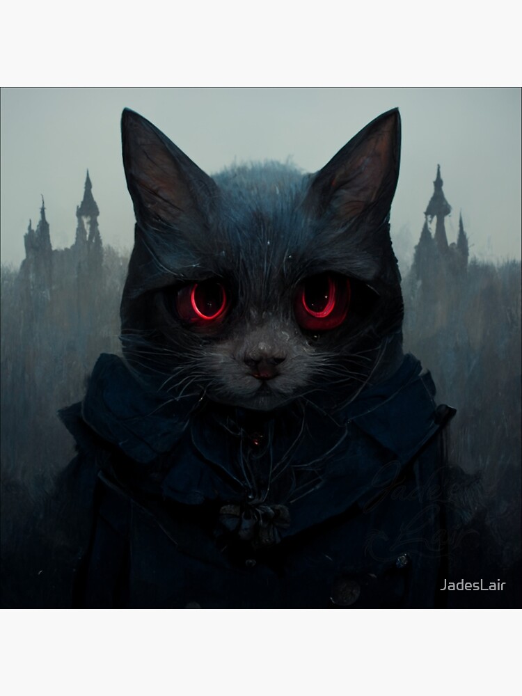 Hunter Cat With Red Eyes Poster For Sale By Jadeslair Redbubble