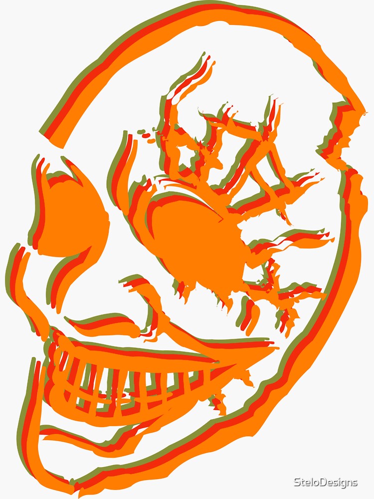 "trippy scary face" Sticker for Sale by SteloDesigns | Redbubble
