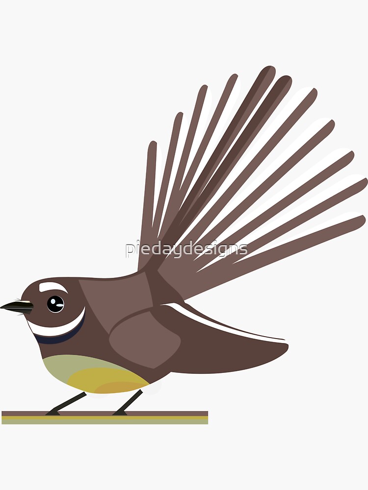 "Fantail New Zealand Bird Vector" Sticker for Sale by piedaydesigns ...