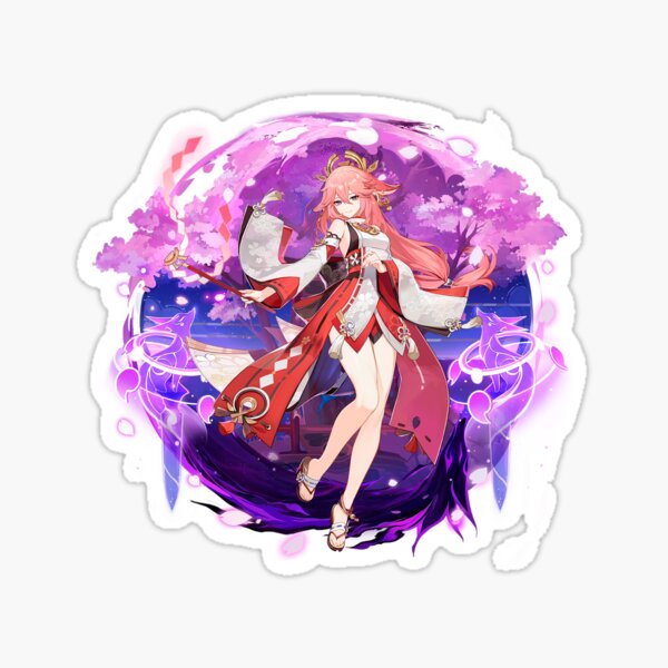 Pegatina «Genshin Impact - Deseo del personaje oficial de Yae Miko - Gacha Splash Art» de Krimsy ...