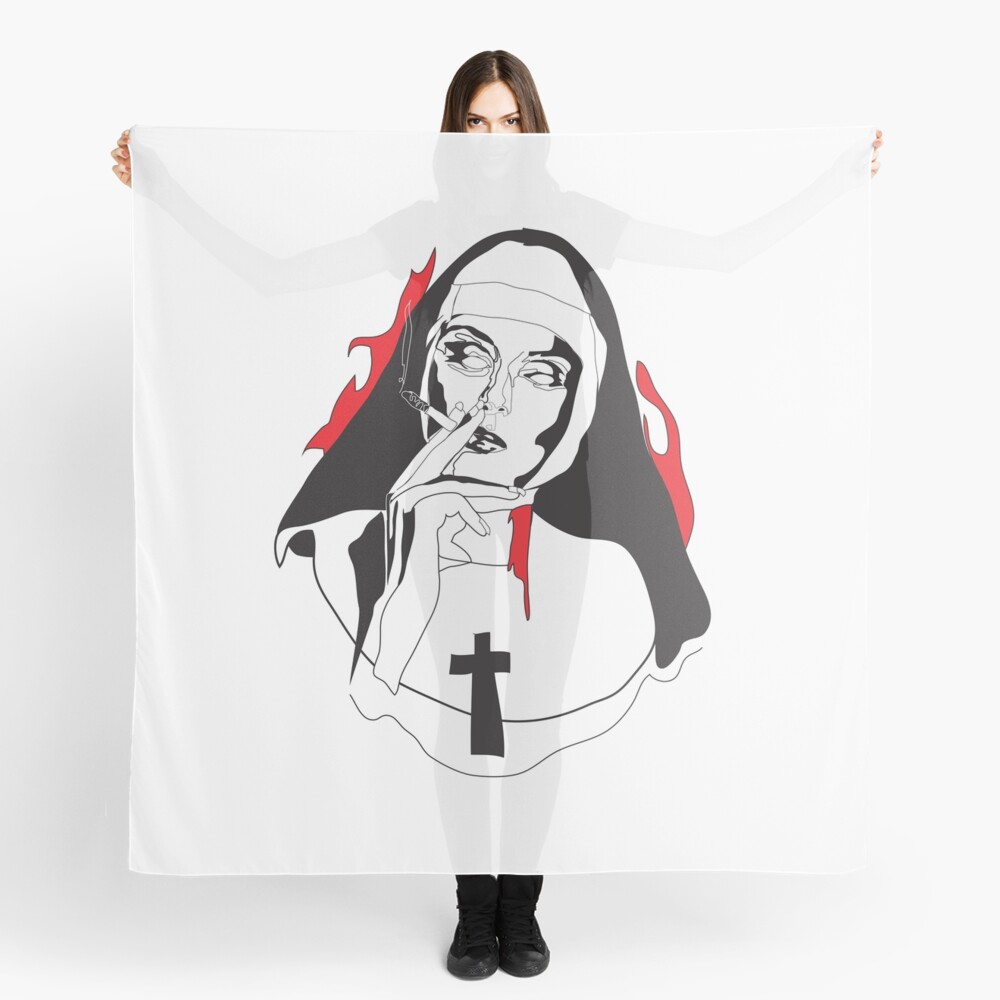"Smoking Nun - Break the Habit" Scarf for Sale by missmisandry | Redbubble