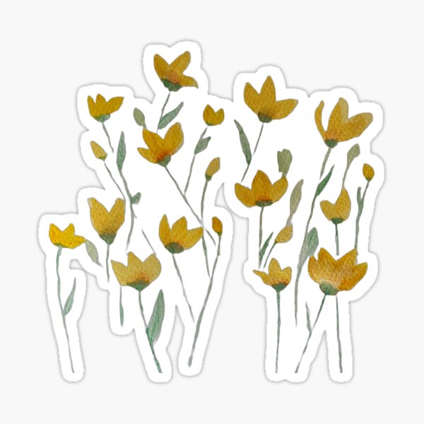 "SLB Designs Yellow Flowers Watercolor" Sticker for Sale by sbricker66 ...
