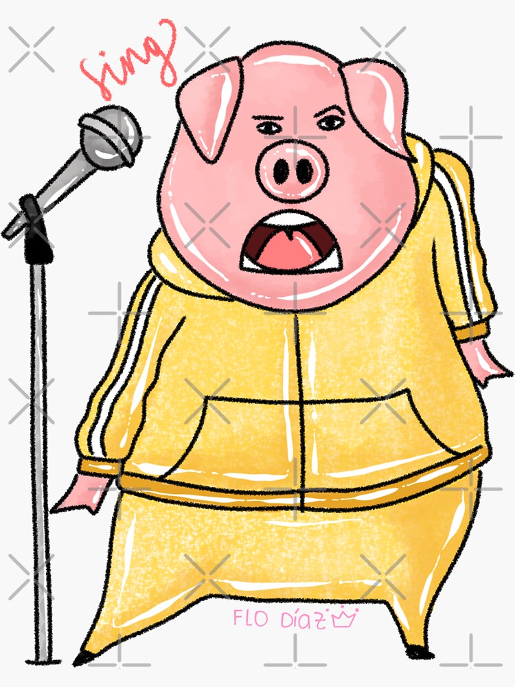 "pig pig sing singer" Sticker for Sale by Princessdrawss | Redbubble