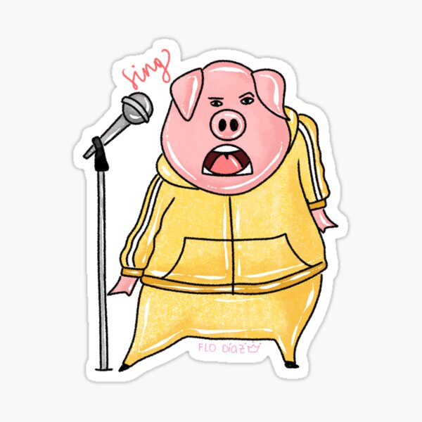 "pig pig sing singer" Sticker for Sale by Princessdrawss | Redbubble