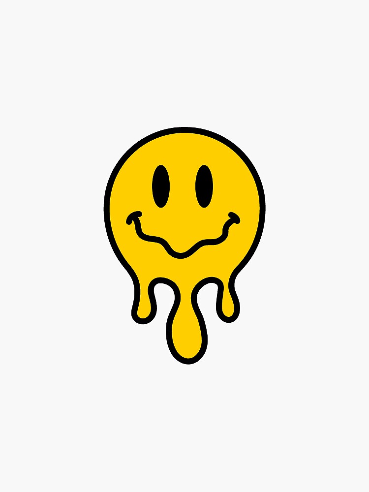 "Melting Smiley Face" Sticker for Sale by graceeusherr | Redbubble