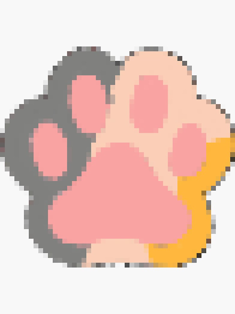 "Cute pixel mixed color cat paw" Sticker for Sale by Babispring | Redbubble