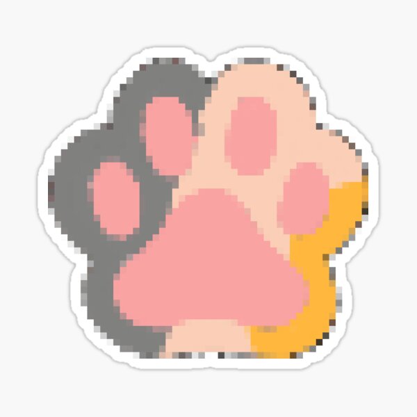 "Cute pixel mixed color cat paw" Sticker for Sale by Babispring | Redbubble
