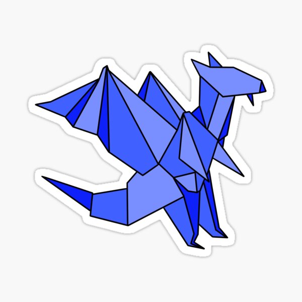 "Blue origami dragon" Sticker for Sale by CalliesArt | Redbubble