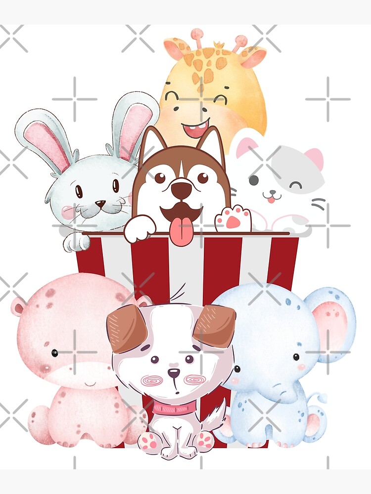 "Kawali Cute animals popcorn Cartoon" Poster for Sale by PerfectBlend ...