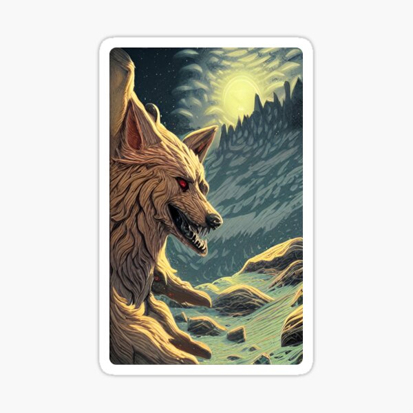 "Fenrir Under The Moon" Sticker for Sale by VividArtDesigns | Redbubble