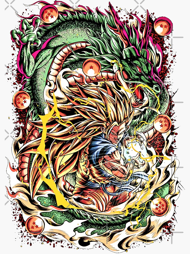 "Goku SS3 Kameha Classic Tshirt" Sticker for Sale by Genbee | Redbubble