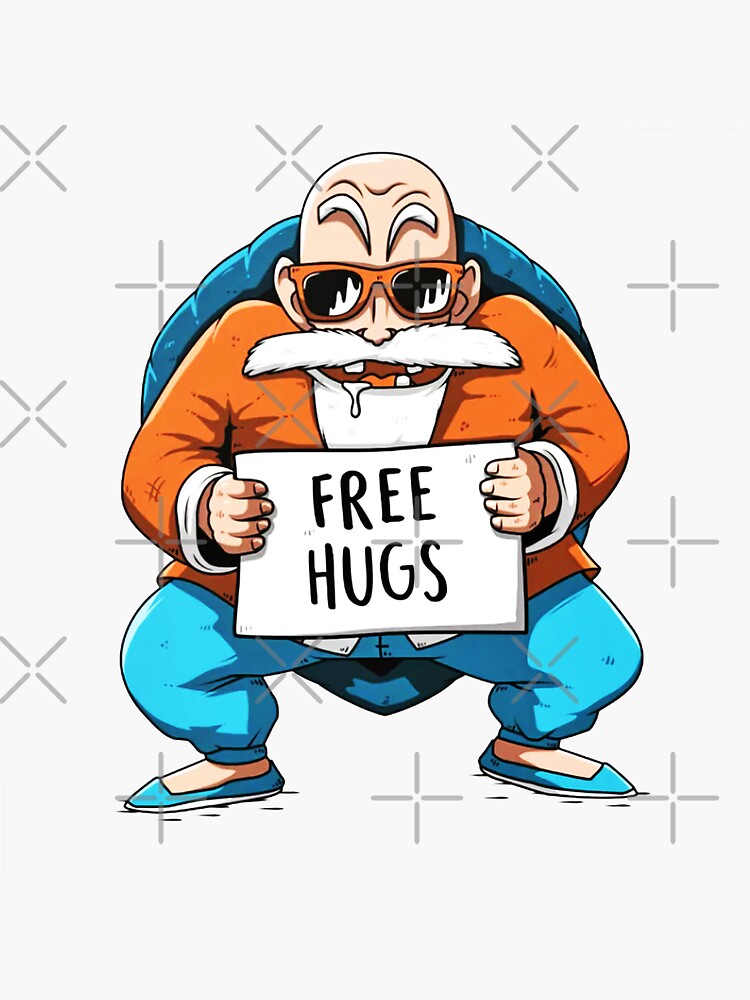 "Master Roshi Free Hugs Sticker" Sticker for Sale by rebelux | Redbubble