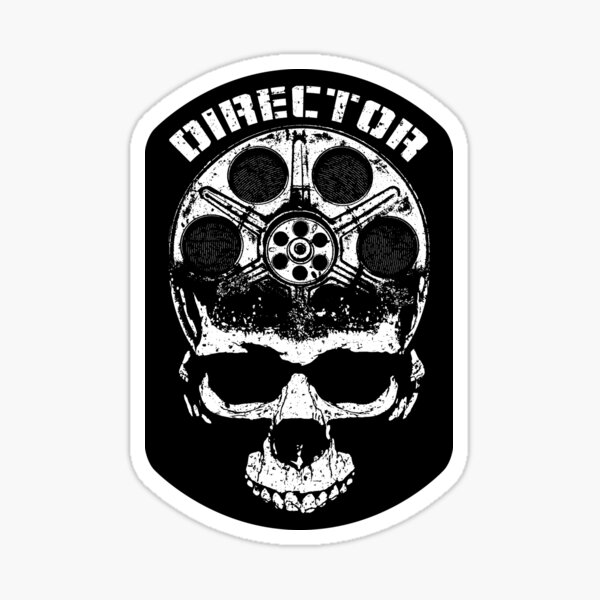 "Movie Director Filmmaker Halloween Film Reel Skull" Sticker for Sale ...