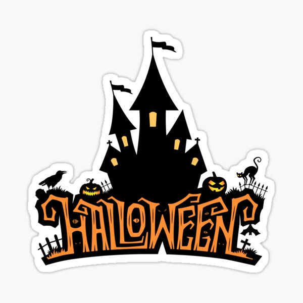 "Spooky Halloween Lettering With Castle" Sticker for Sale by MKTH2S ...