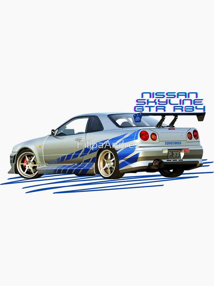 "Nissan Skyline Gtr r34" Sticker for Sale by FilipaAndrez | Redbubble