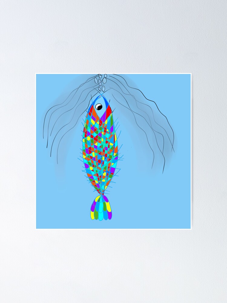 "Rainbow fish swimming through blue water " Poster for Sale by Darkies ...