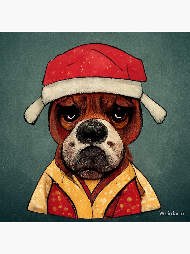 Póster «Boxer Perro Navidad Estilo de dibujos animados Lindo Duro» de ...