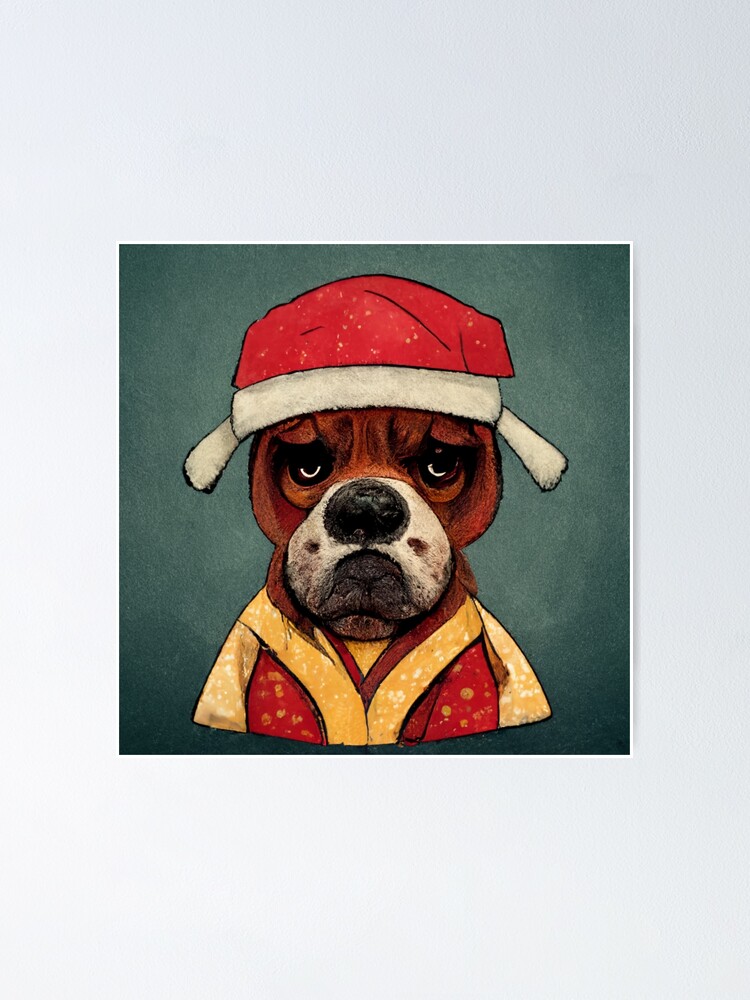 Póster «Boxer Perro Navidad Estilo de dibujos animados Lindo Duro» de ...