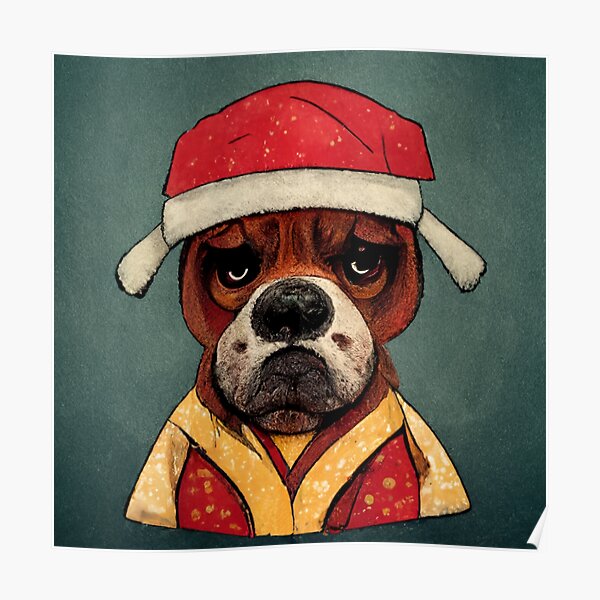 Póster «Boxer Perro Navidad Estilo de dibujos animados Lindo Duro» de ...