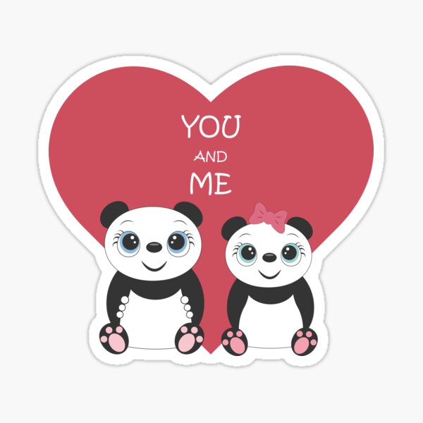 Pegatina «Dos pandas enamorados en el fondo de un corazón rojo» de ...