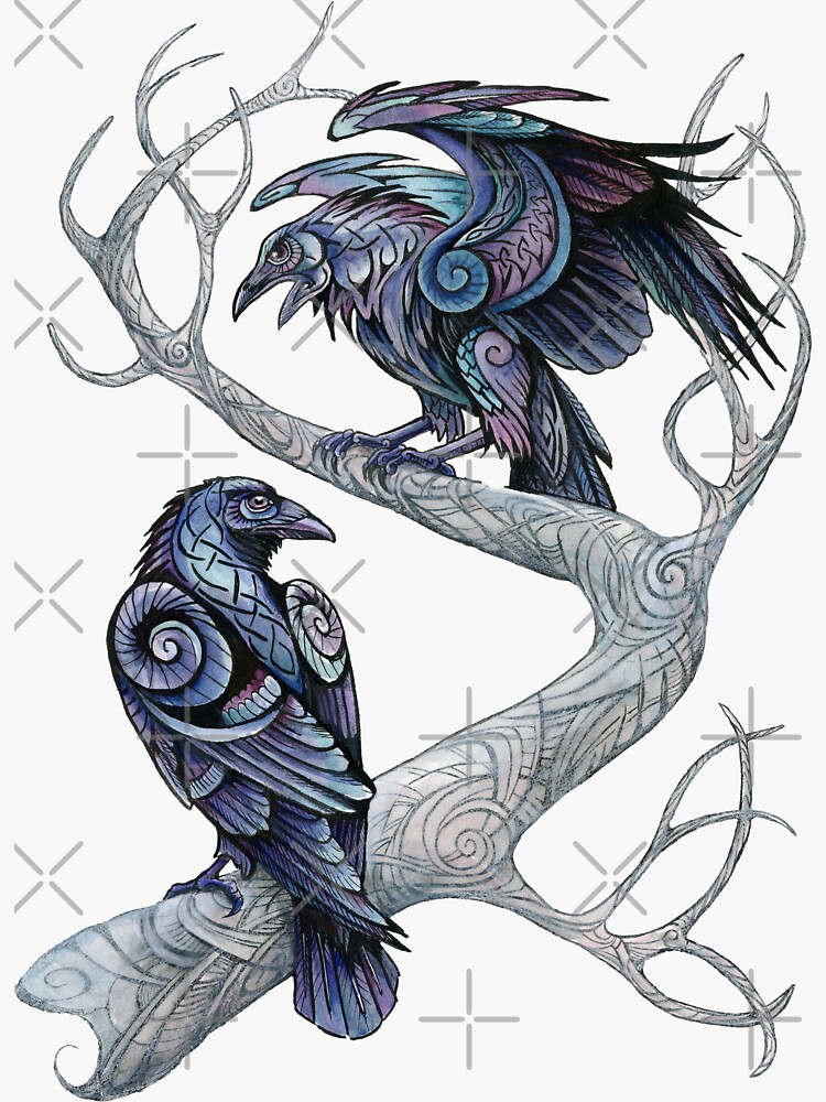 "Hugin and Munin" Sticker for Sale by hannahboeving | Redbubble