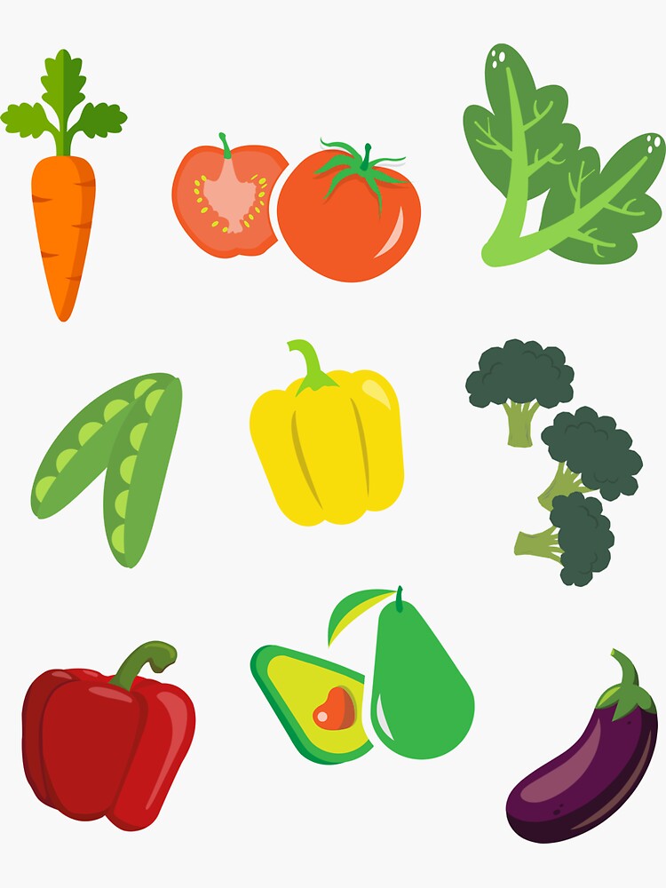 "Assorted Vegetables Stickers, Assorted Vegetable Stickers, Vegetable ...