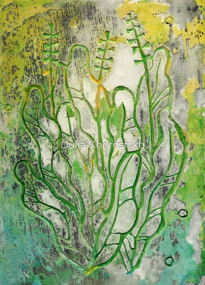 "Summer Herbs, Abstract Botanical Minimal Floral Green Grey Yellow" by ...