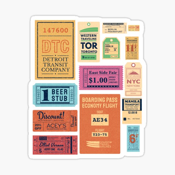 "Vintage Tickets " Sticker for Sale by lovehanii | Redbubble