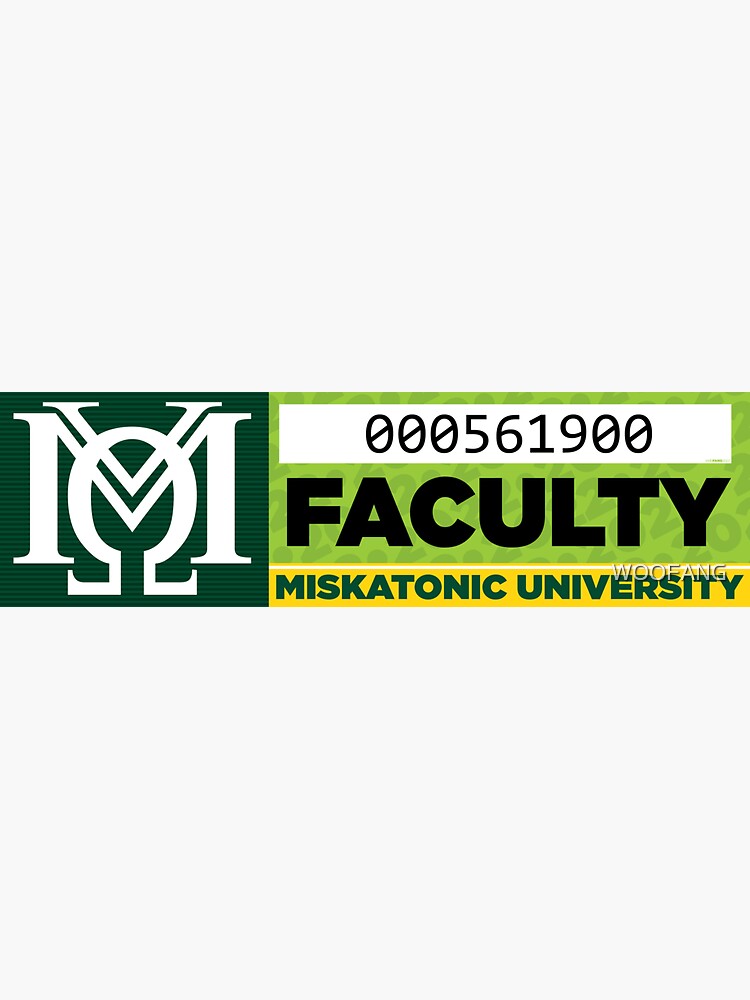 "FACULTY PARKING STICKER - MISKATONIC UNIVERSITY" Sticker for Sale by ...