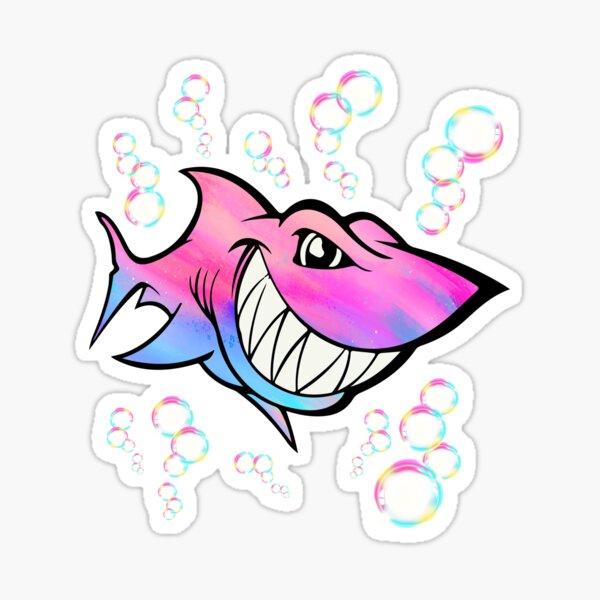 Shark Bubble Rainbow W Sticker For Sale By Vaccine1900 Redbubble