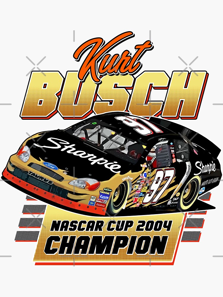 "Kurt Busch 97 Nascar Cup 2004 Champion" Sticker for Sale by heatshop ...