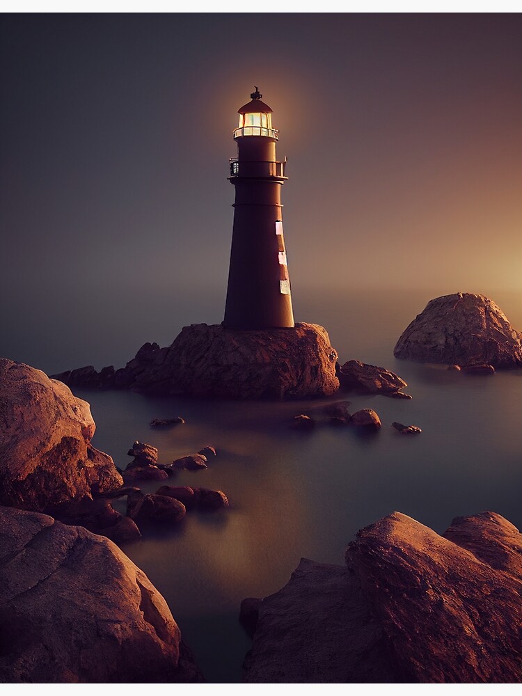 "Lighthouse built on the rock, realistic render, photography, 8k ...