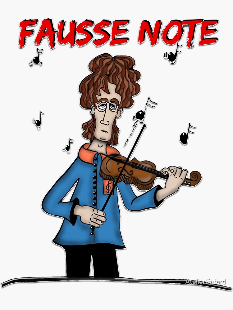 "False Note...Violin...Red...Final...In colors. 5" Sticker for Sale by ...