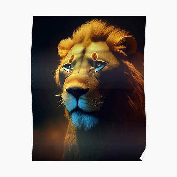 Póster «Pintura de león realista, pintura al óleo de león ...