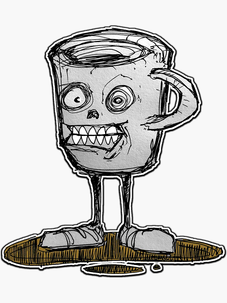 "Evil Cup of Coffee #2" Sticker for Sale by ArtistByron | Redbubble