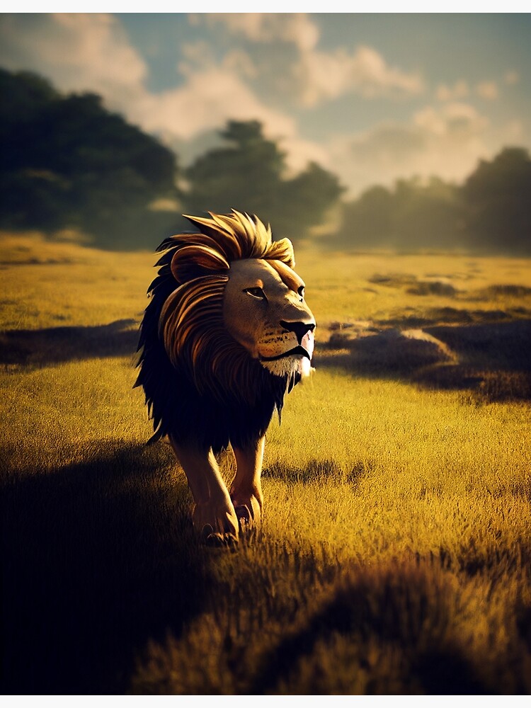 "Realistic Lion Painting, Lion Oil Painting, Realistic Render, Digital ...