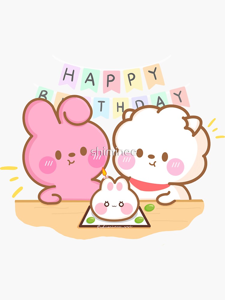 "Cute BTS BT21 Cooky and RJ Jinkook Jin Jungkook ship stan bias Happy ...
