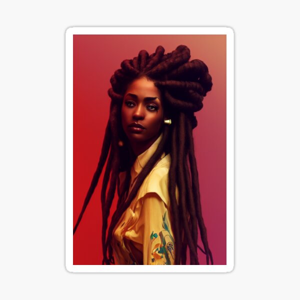"Glamour Natural Hair Dreadlocks Portrait Art" Sticker for Sale by ...