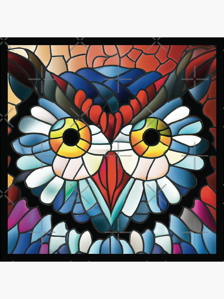 "Colorful Owl Stained Glass Window Style" Poster for Sale by jutulen ...
