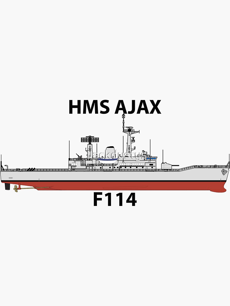 "HMS AJAX - F114 - LEANDER CLASS" Sticker for Sale by Jackdustys ...