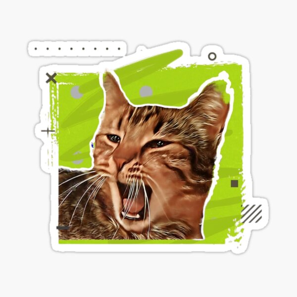 "Adorable cat yawning" Sticker for Sale by WeDesignBest | Redbubble