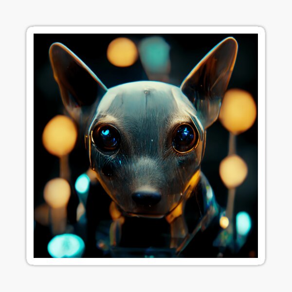 "3D Painting of a cyborg dog. Cyberpunk dog with neon lights in ...