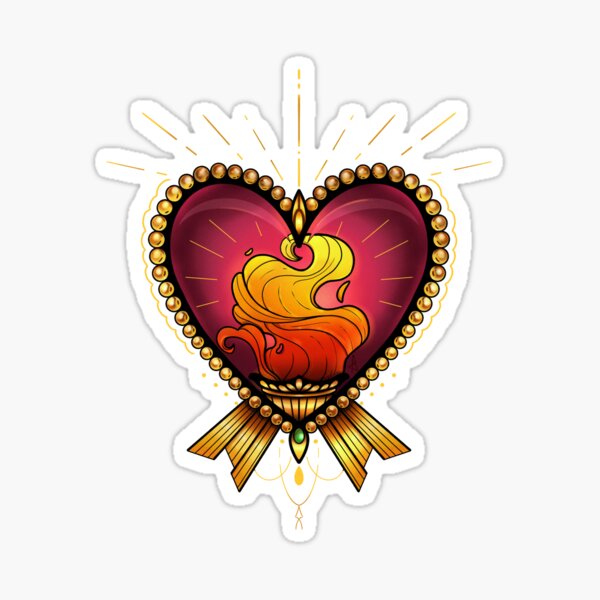 "flaming heart" Sticker for Sale by irenealmalv | Redbubble