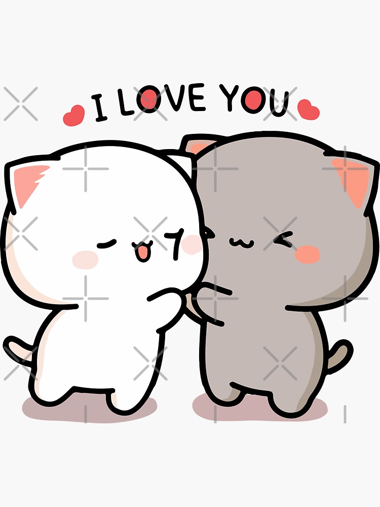 "Cat peach and goma | Hug" Sticker for Sale by Mochi-Animals | Redbubble