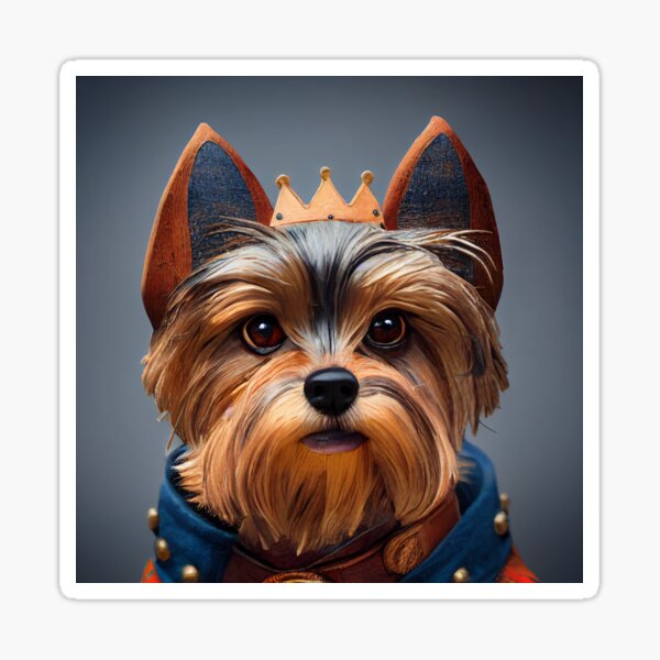 "Yorkie dressed as a king" Sticker for Sale by Studiowatermars | Redbubble